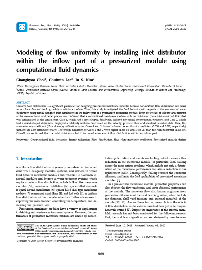 Modeling of Flow Uniformity by Installing Inlet Distributor Within The Inflow Part of A ...