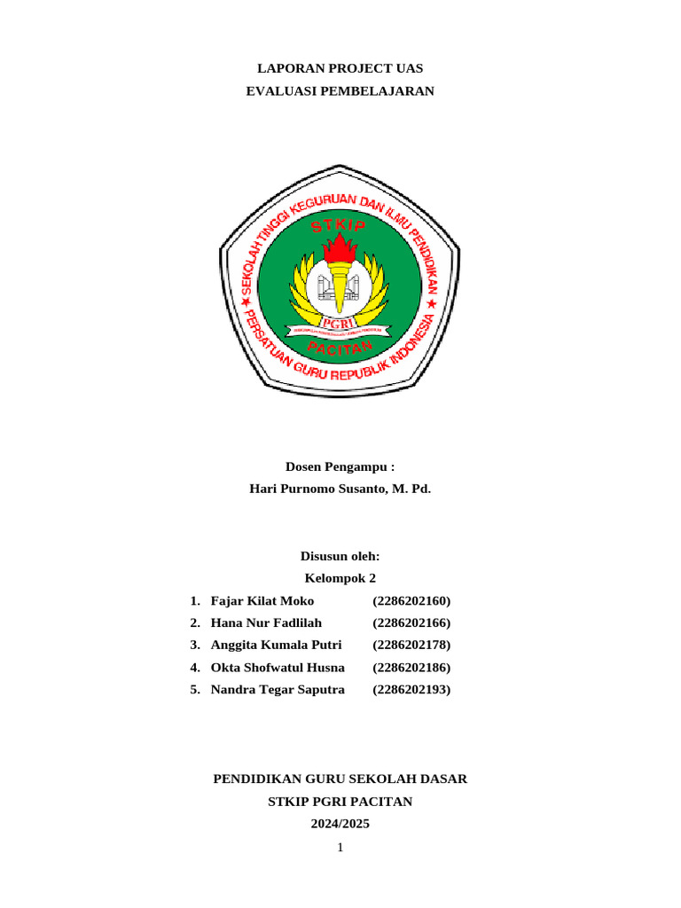 5e Kel.2 Laporan Project Uas Evaluasi Pembelajaran | PDF