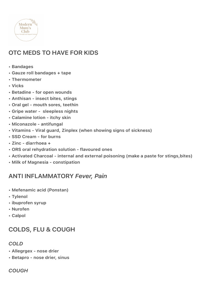 OTC MEDS TO HAVE FOR KIDS | PDF