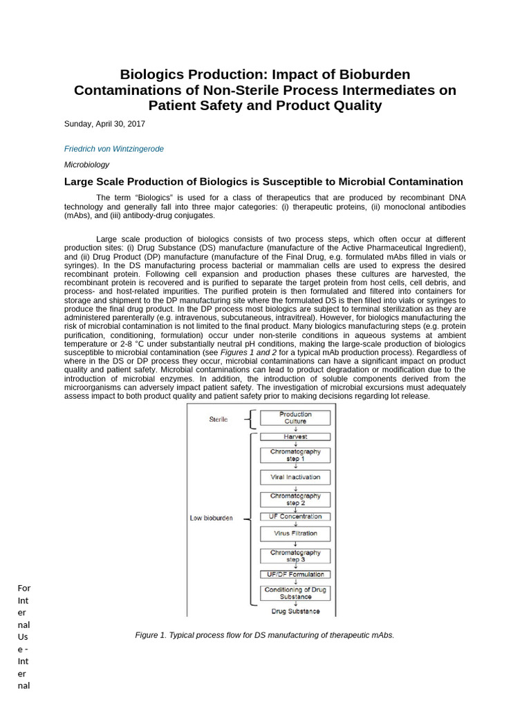 2017 - Biologics Production Impact of Bioburden Contaminations of Non ...
