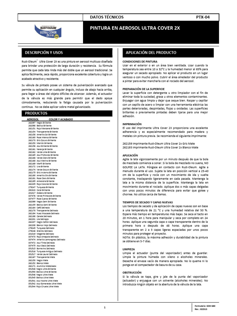 Ficha+Técnica | PDF | Pintar | Aerosol
