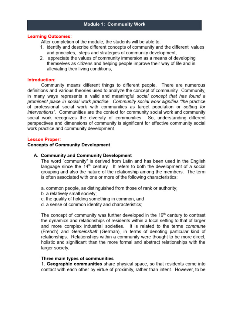 Community Development Concepts and Values | PDF | Volunteering | Community
