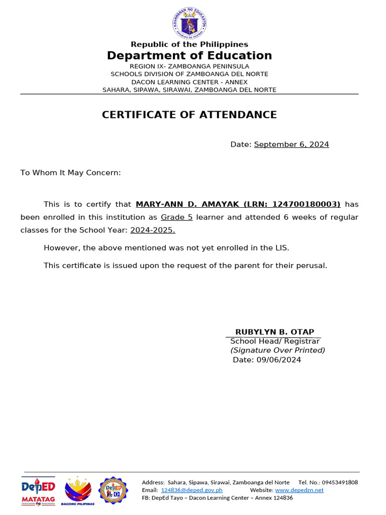 Certificate of Attendance | PDF