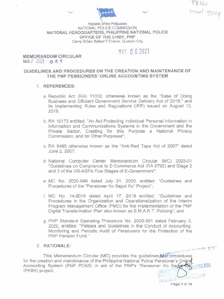 PNP Memo Circular No 2021-049_Creation of PPOAS_6May2021 | PDF