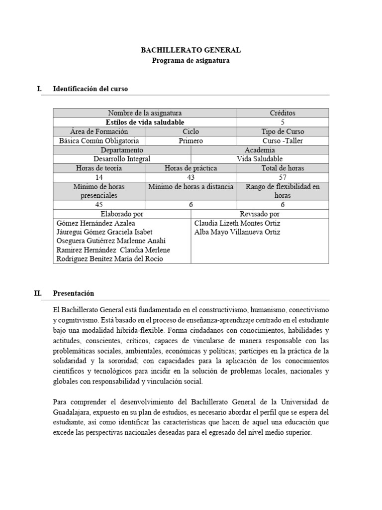 Estilos de Vida Saludable en Bachillerato | PDF | Evaluación ...