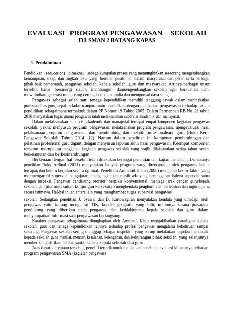 Program Pengawasan Dan Evaluasi | PDF