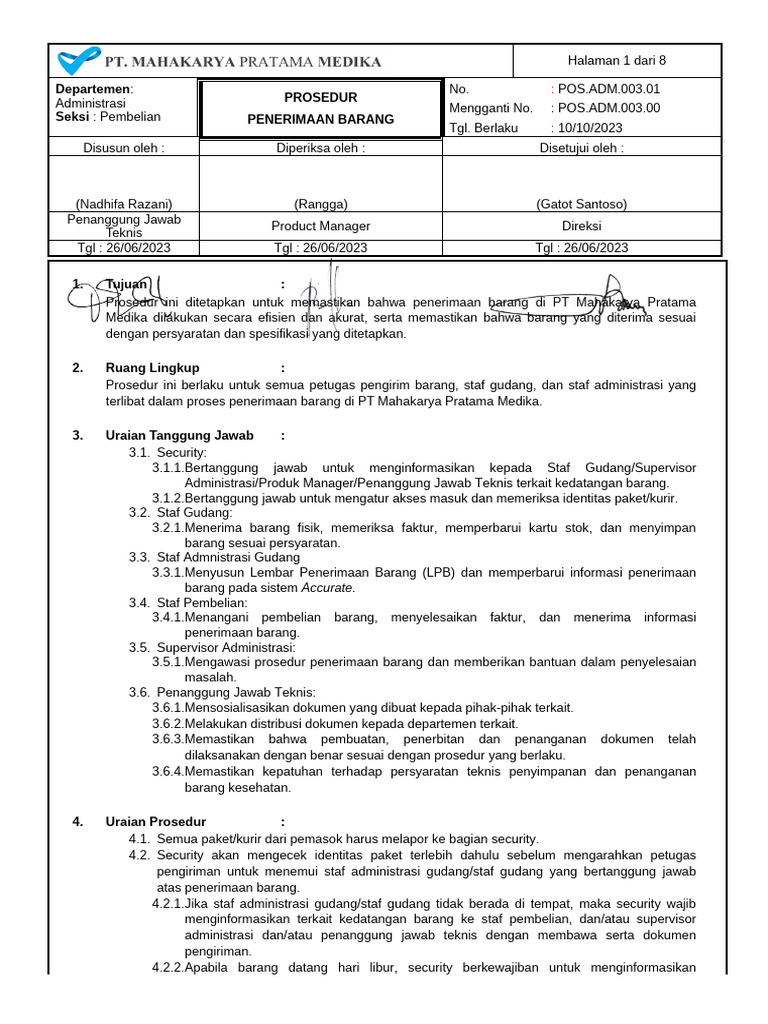 Formulir Penerimaan Barang | PDF