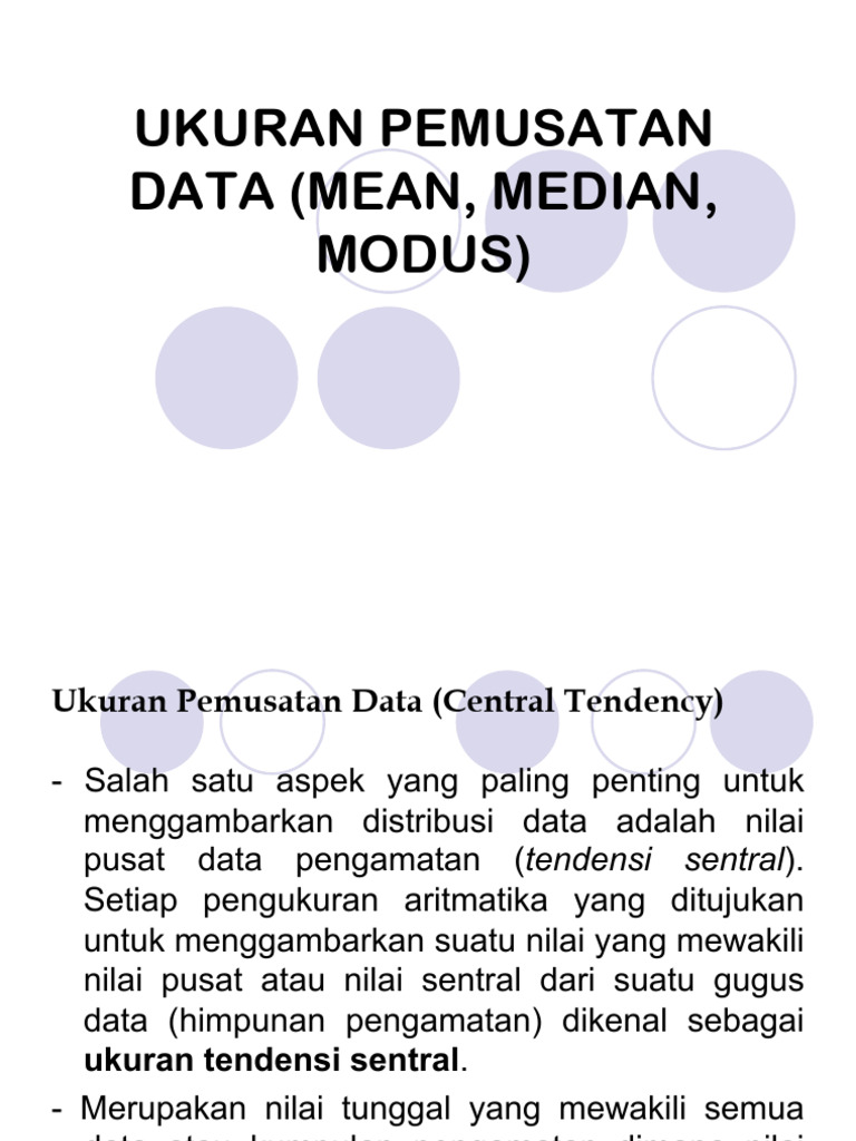 Ukuran Pemusatan Data (Mean, Median, Modus) | PDF
