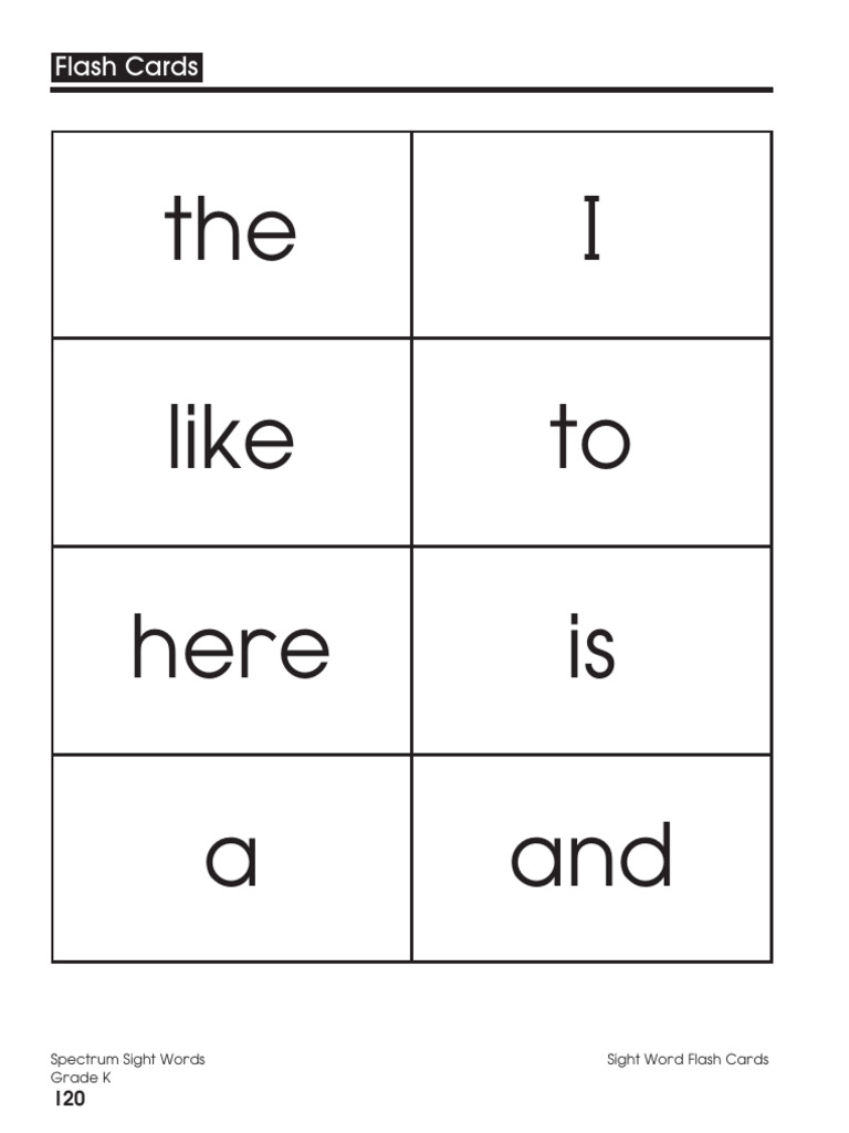 Sight Words K Flash Cards | PDF
