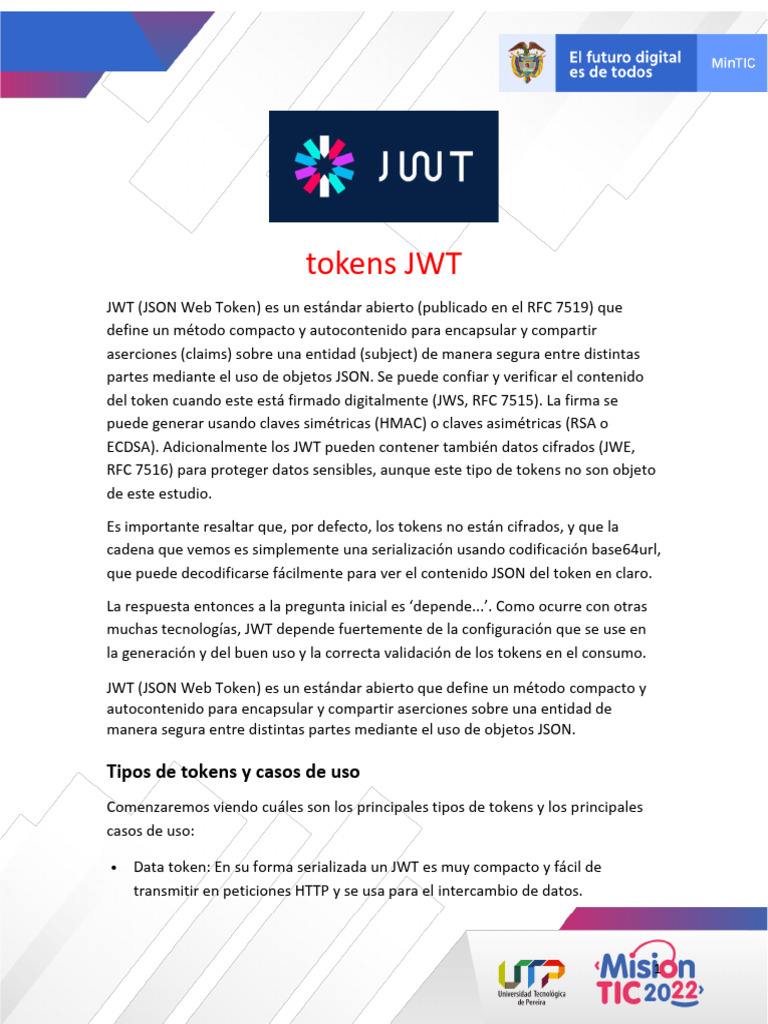 01 JWT | PDF | Clave (criptografía) | Autenticación