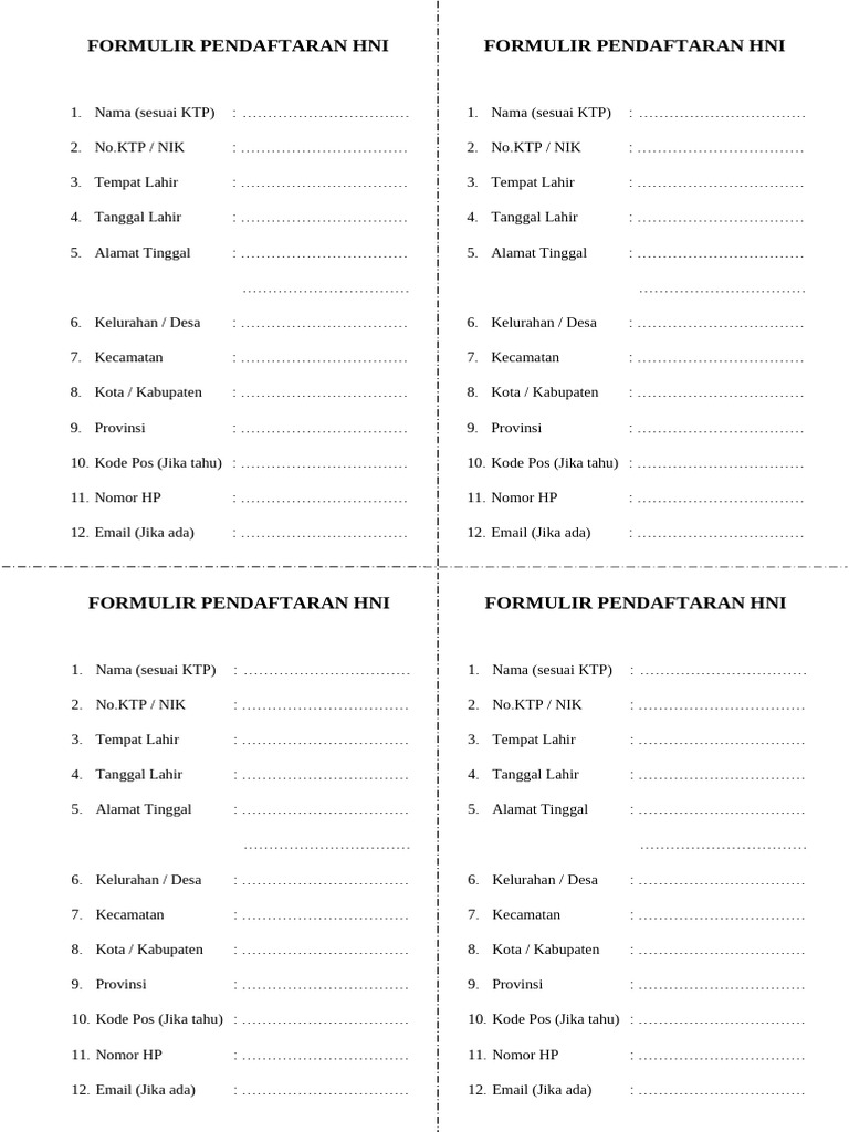 Print Formulir Pendaftaran isi 4 | PDF