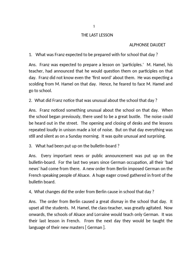 The Last Lesson 111715179742 | PDF