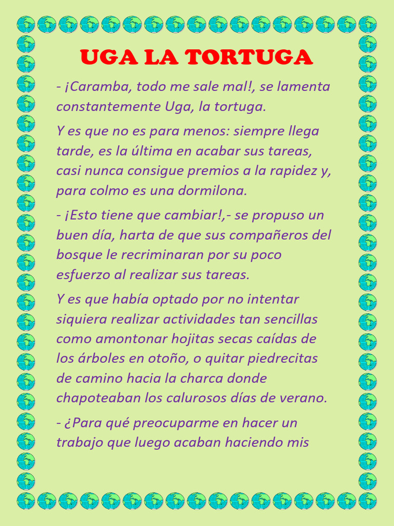 Uga la tortuga y el valor del esfuerzo | PDF