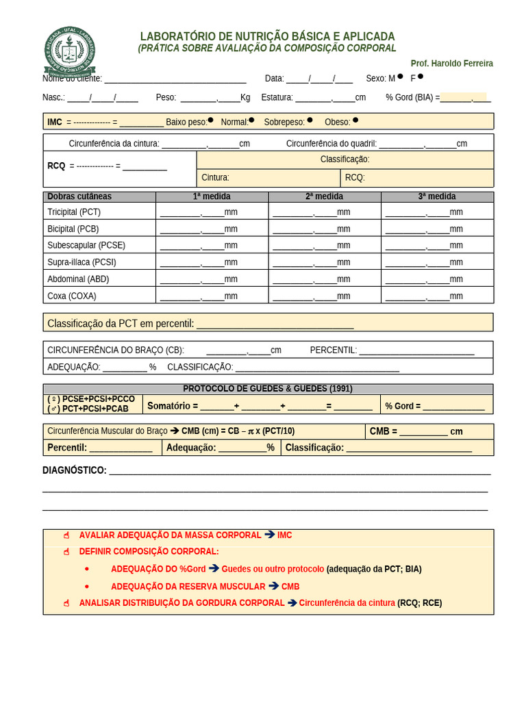 Form Comp Corporal | PDF | Índice de massa corporal | Obesidade