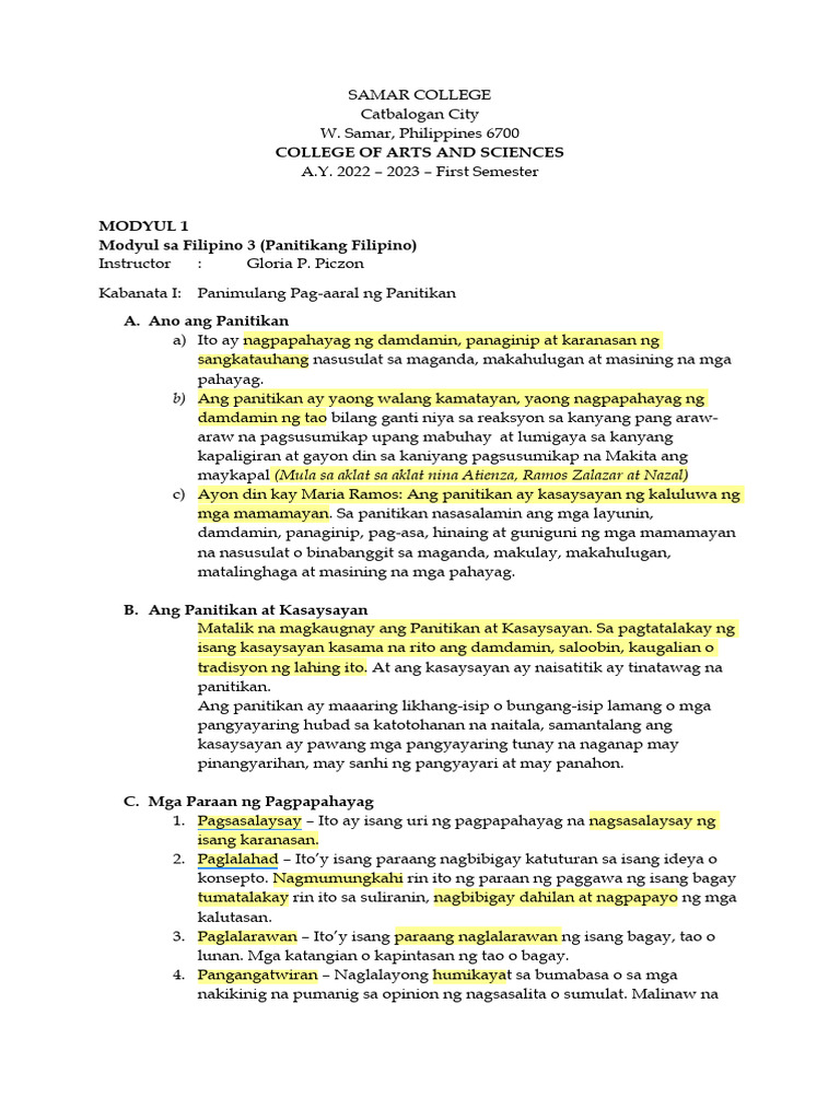 Filipino 3 - Module 1 | PDF