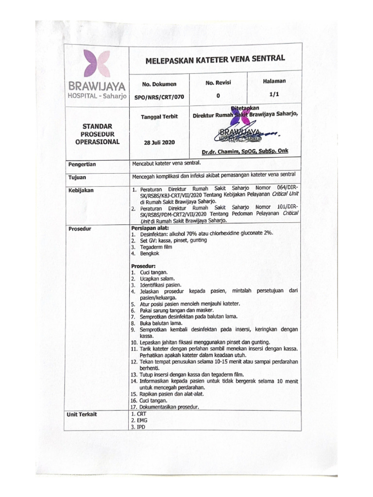 Melepaskan Kateter Vena Sentral | PDF