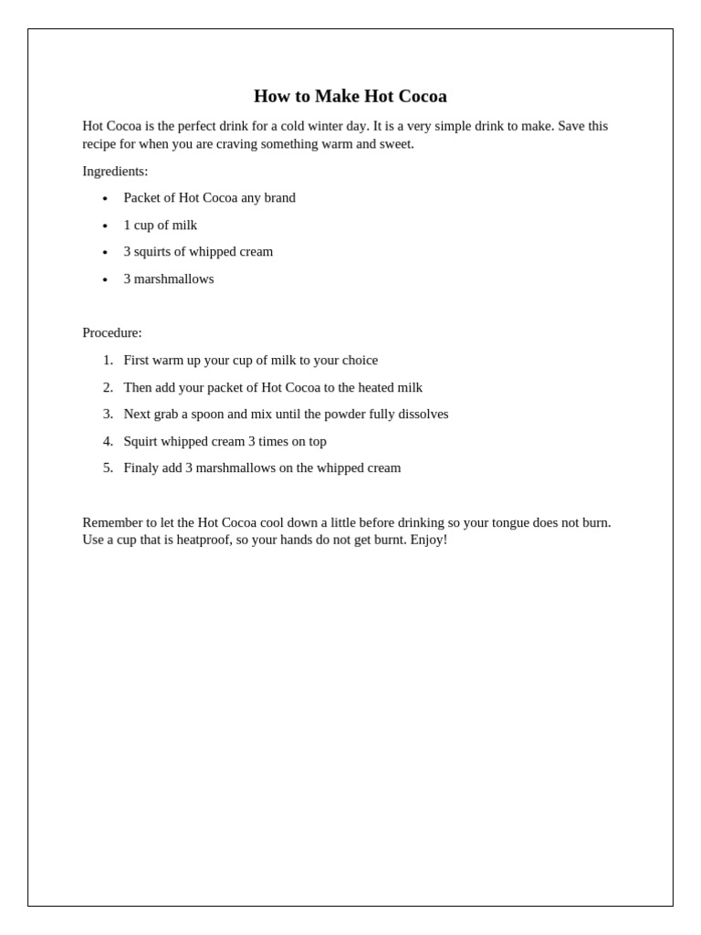How To Make Hot Cocoa | PDF
