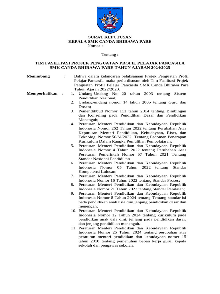 Tim Fasilitasi Profil Pelajar Pancasila | PDF