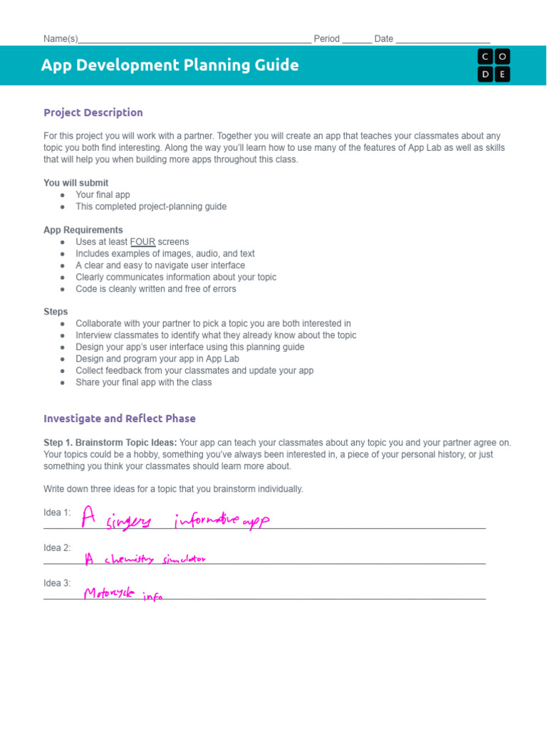 U3L03 App Development Planning Guide | PDF | Computing | Human ...