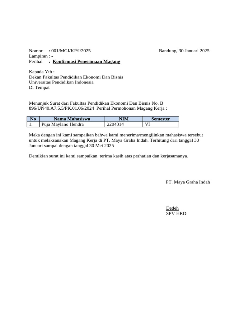 Contoh-surat-penerimaan-PKL | PDF
