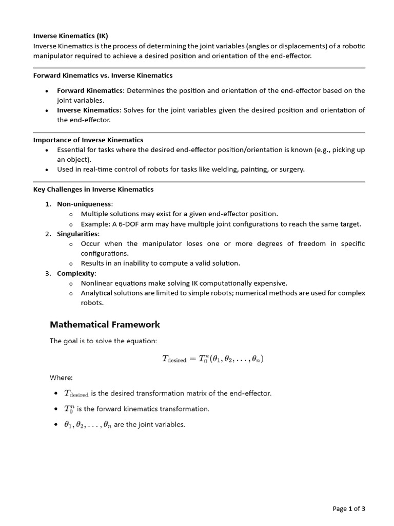 Inverse Kinematics in Robotics | PDF | Applied Mathematics | Algorithms