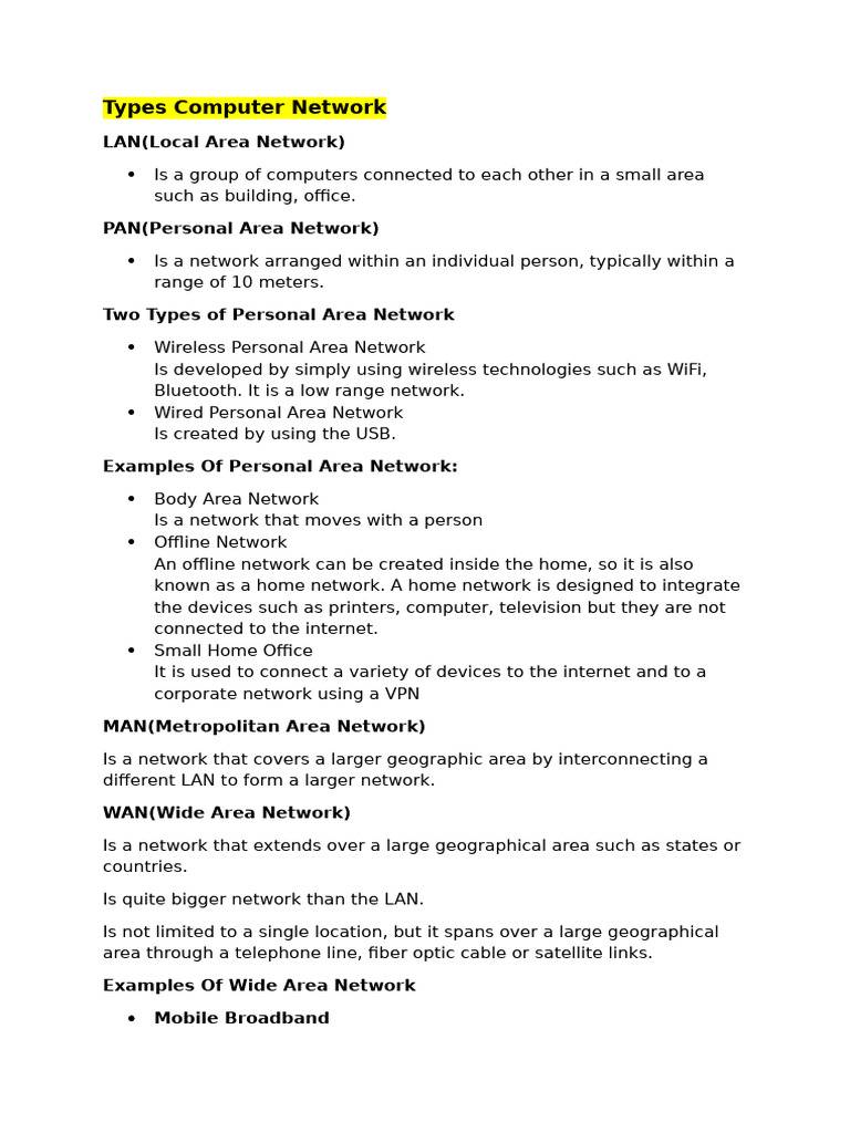 Types of Computer Networks Explained | PDF | Computer Network | Network ...