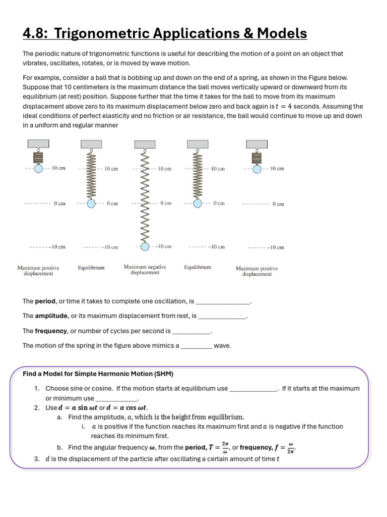 4.8 Applications & Models Notes | PDF | Oscillation | Physical Phenomena