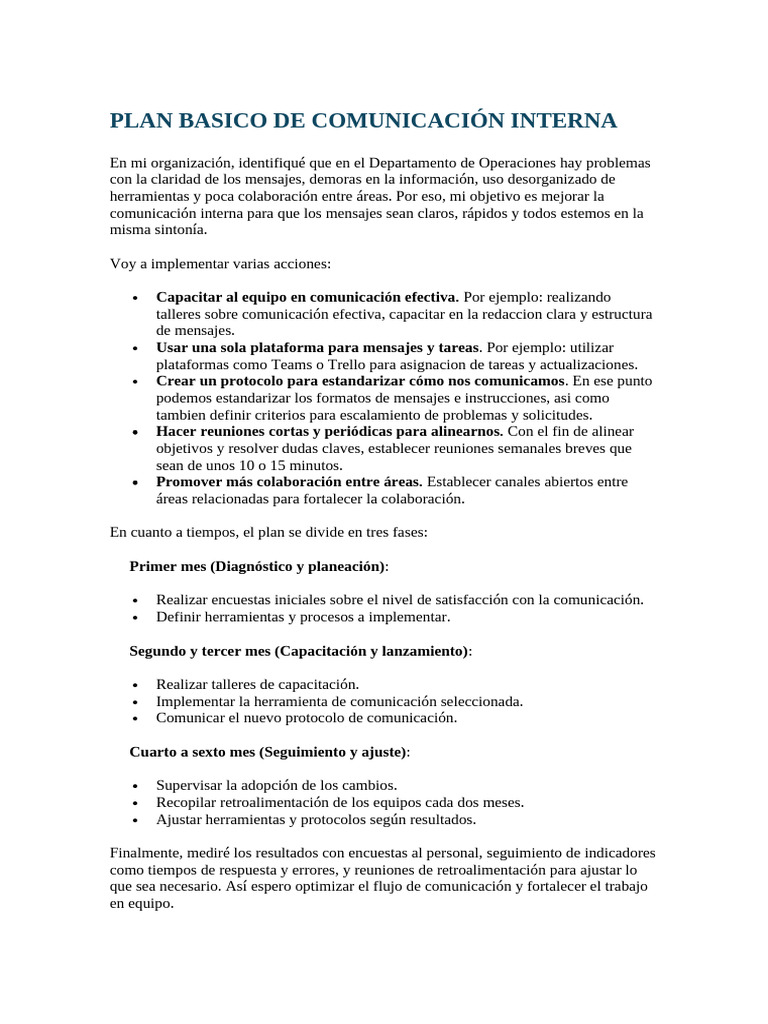 Plan Basico de Comunicación Interna | PDF