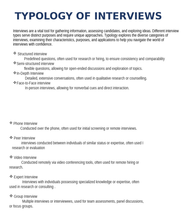 Types of Interviews Explained | PDF