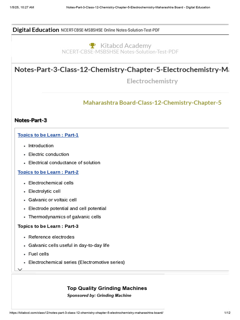 Notes-Part-3-Class-12-Chemistry-Chapter-5-Electrochemistry-Maharashtra ...