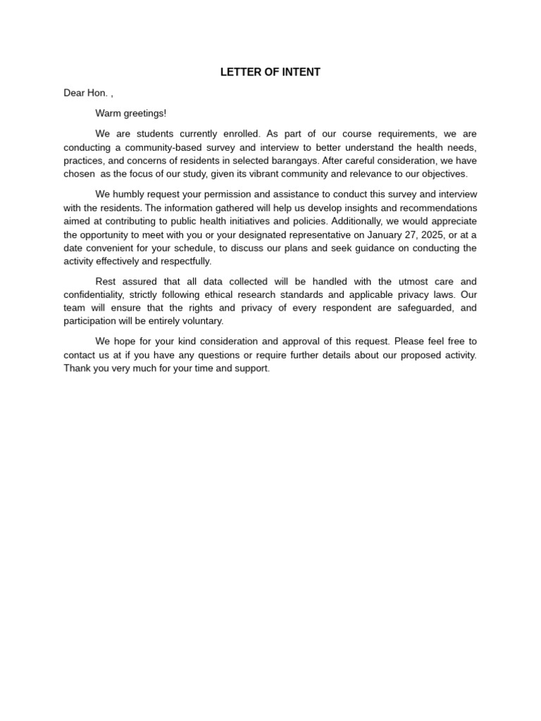 Group 2 Letter of Intent | PDF
