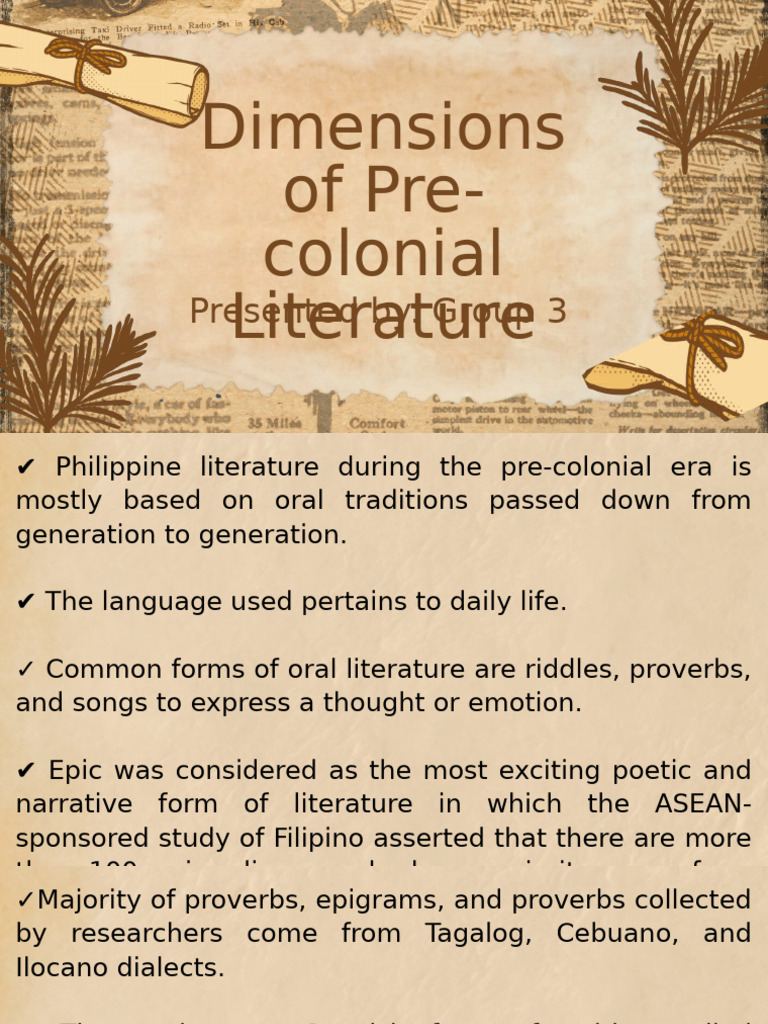 Pre-Colonial Philippine Literature Overview | PDF | Philippines