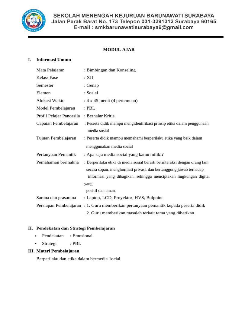 (Sosial) MODUL AJAR BU RINA GENAP 2025 | PDF