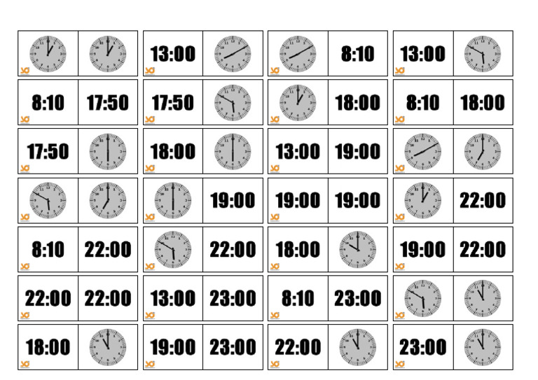 Dominó de Horas: Actividad Educativa | PDF