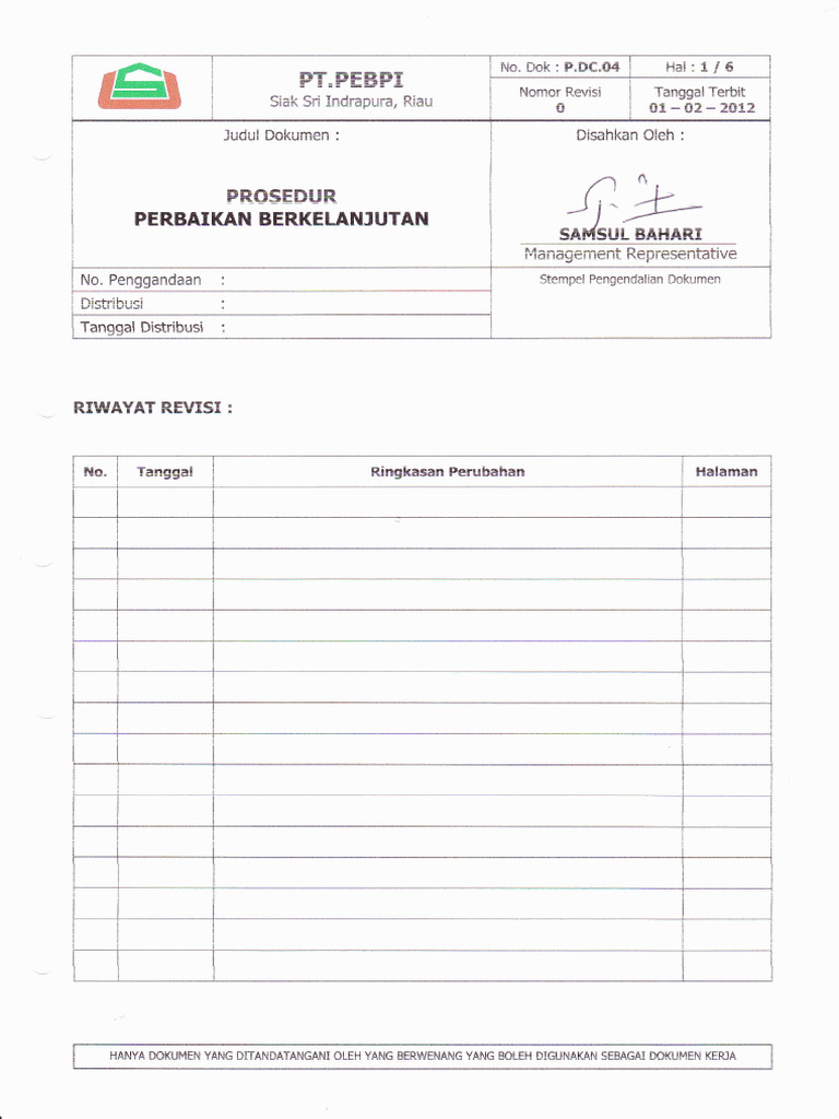 P.DC.04 (Prosedur Perbaikan Berkelanjutan) | PDF