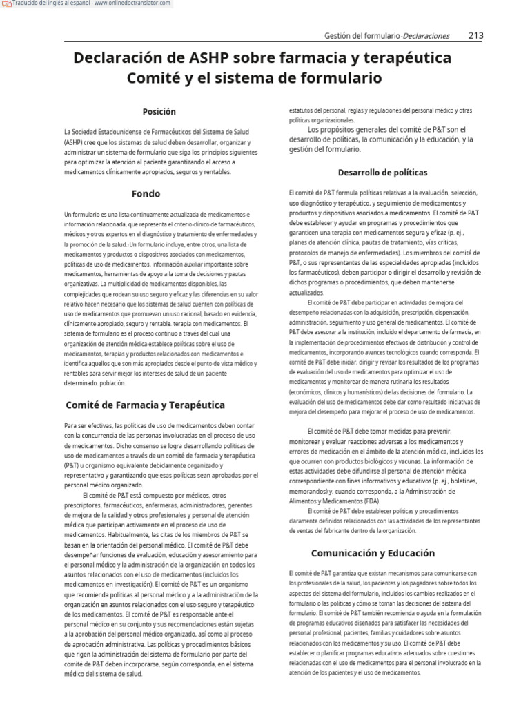 Pharmacy and Therapeutics Committee and Formulary System - En.es | PDF ...