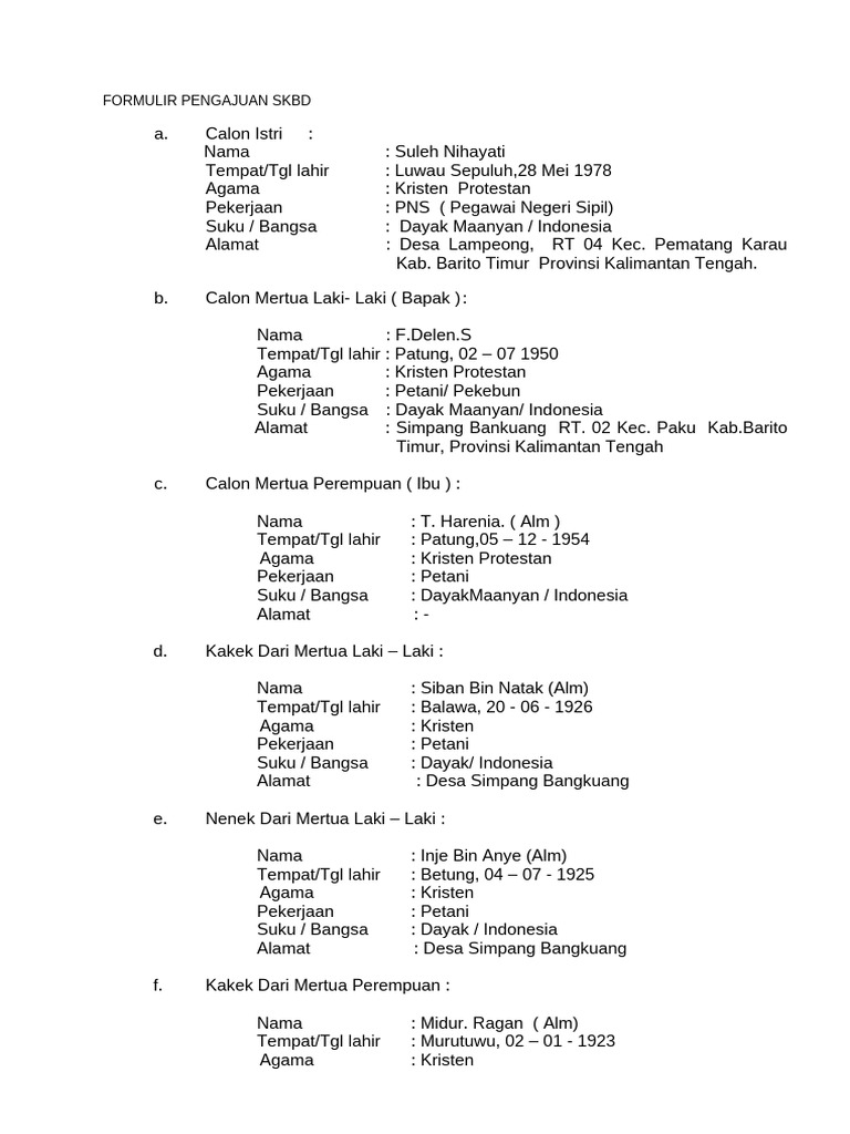 Formulir Pengajuan SKBD | PDF