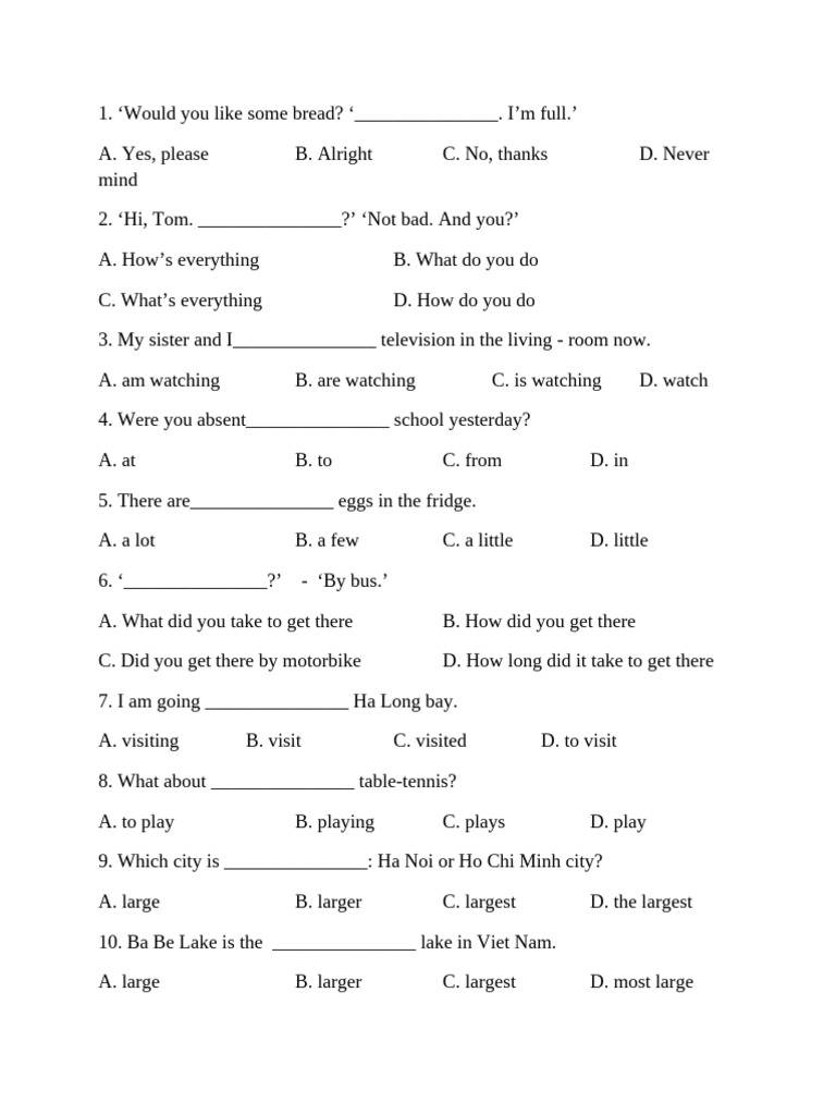 English Language Quiz Questions | PDF