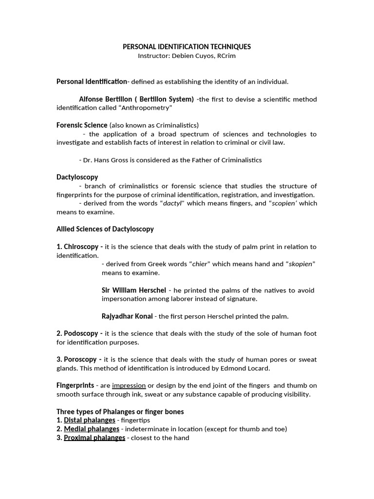 ForSci - Fingerprint - Notes | PDF | Skin | Fingerprint