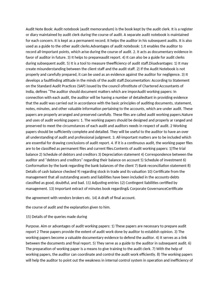 Audit Note Book-WPS Office | PDF | Audit | Accounting