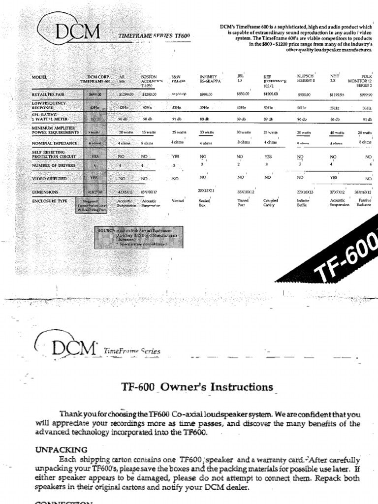 DCM TF600 Info | PDF