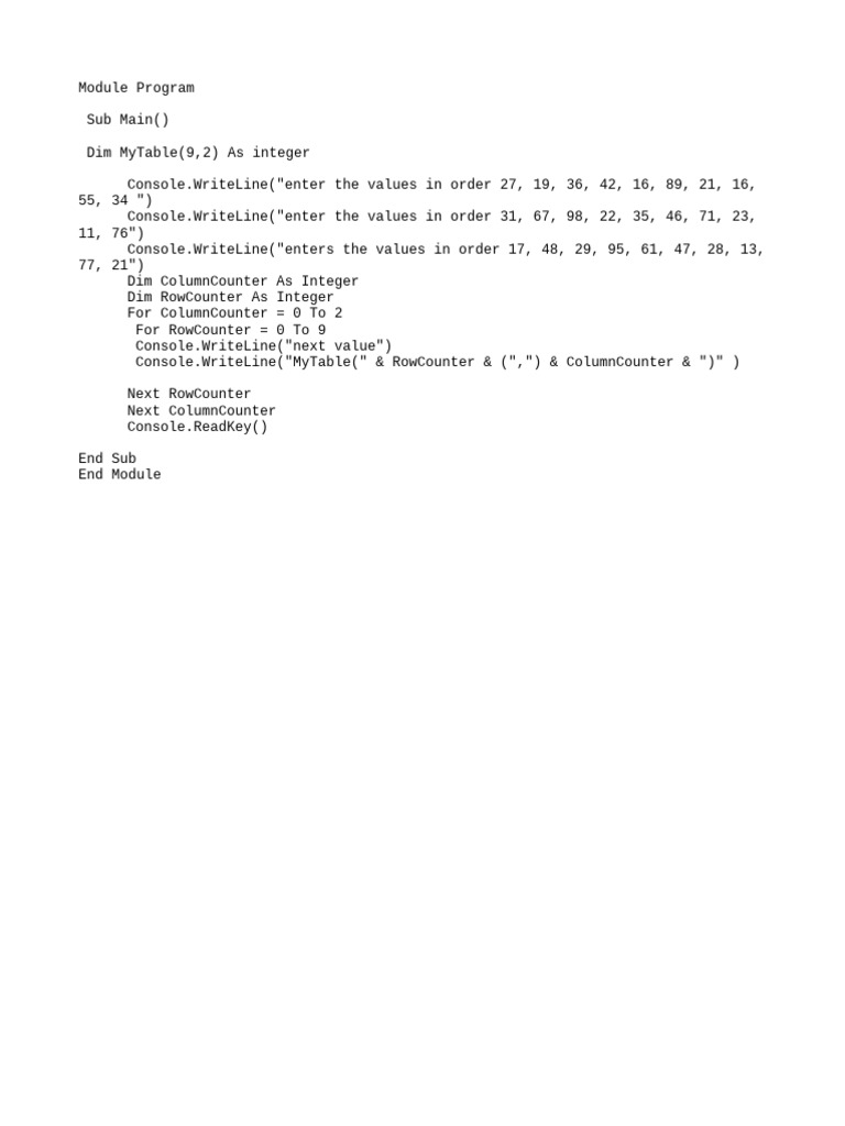 Beginner's Guide to VB Arrays | PDF