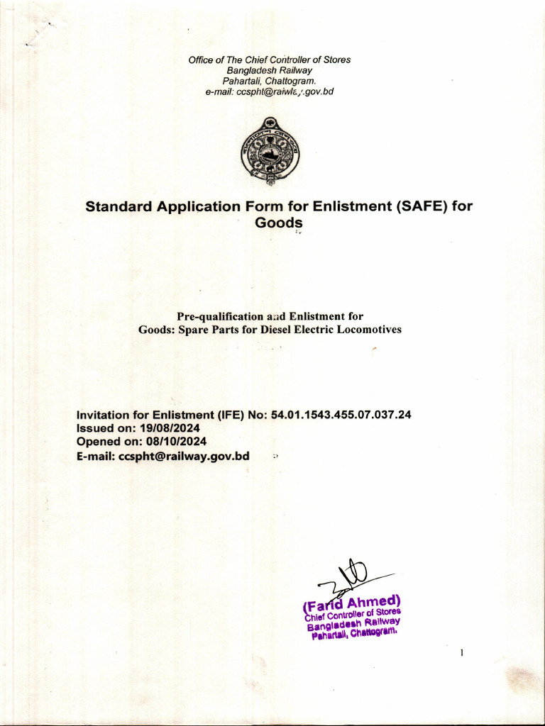 Standard Application For Enlistment Document | PDF
