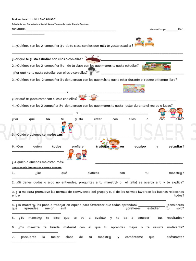 Test Sociométrico 22-23 | PDF