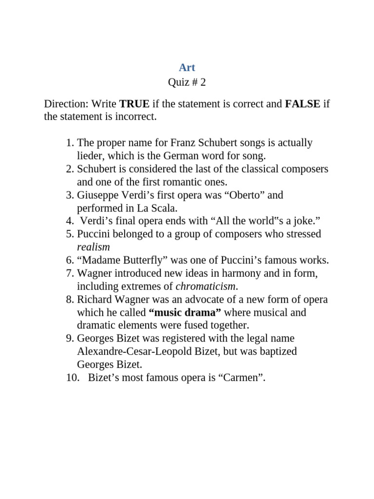 ART3nd Quiz2 | PDF