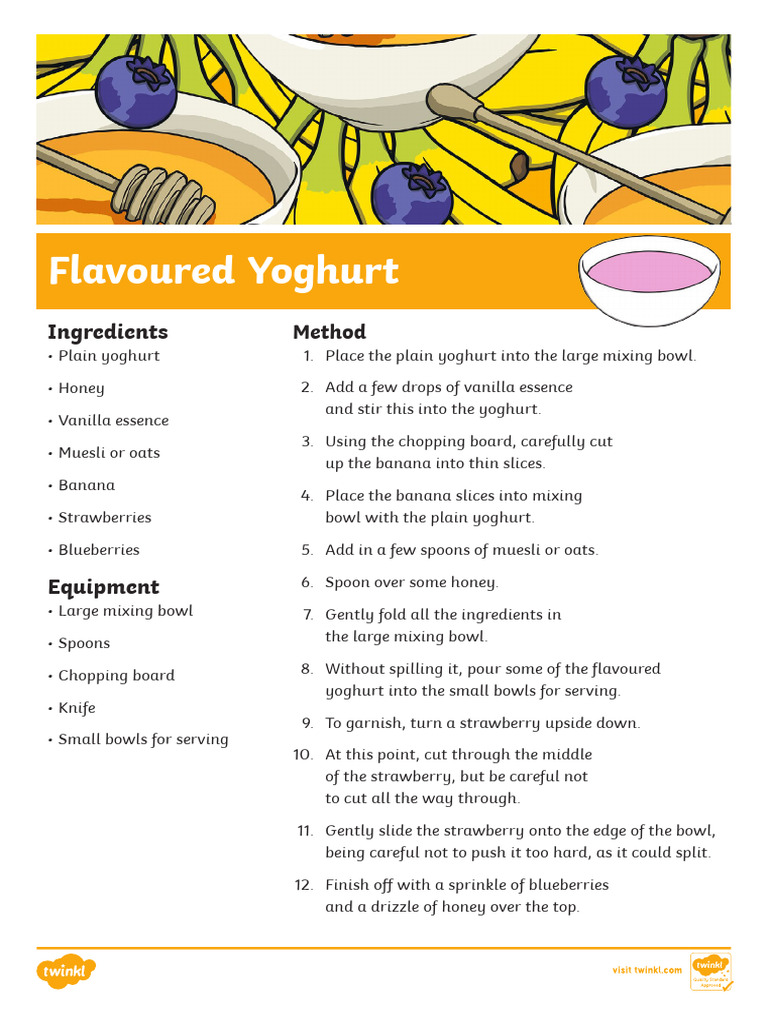 Au L 558 How To Make Flavoured Yoghurt Procedure Writing Sample - Ver ...
