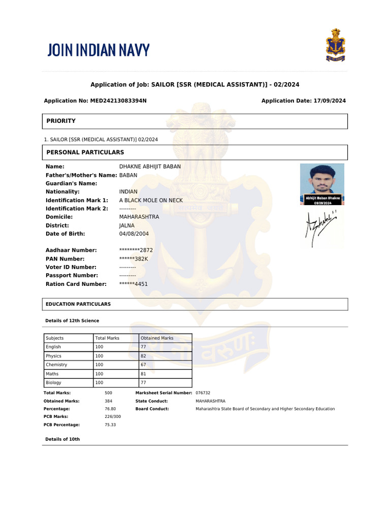 Abhijit Navy Form | PDF