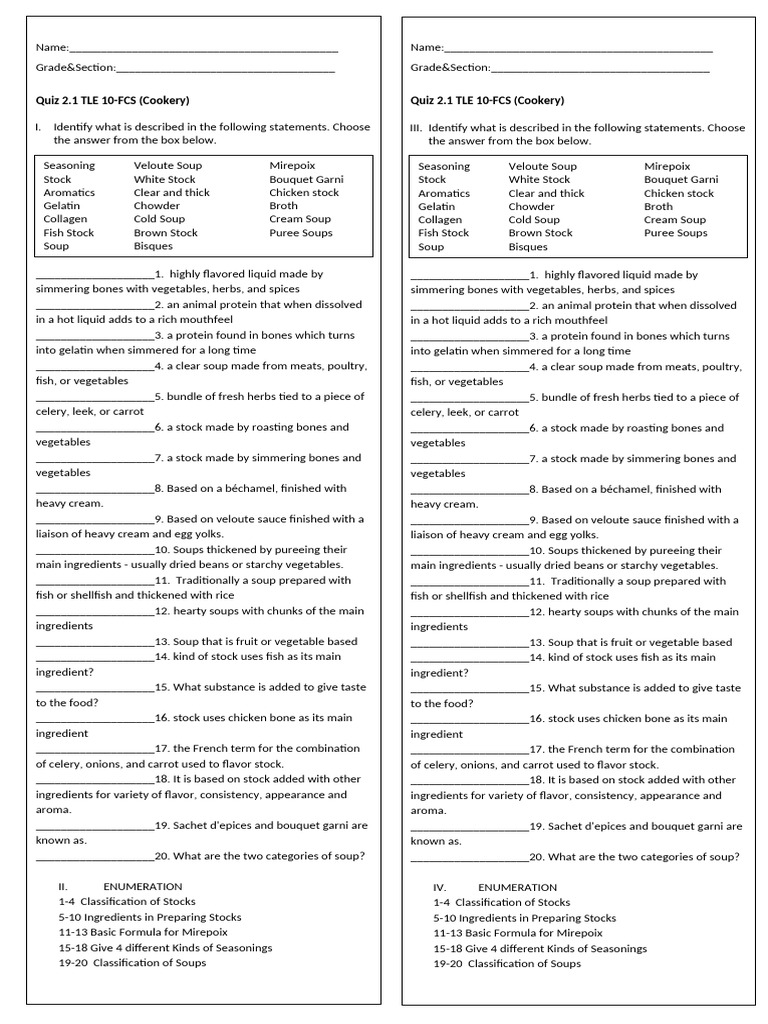 TLE 9-OHS | PDF | Stock (Food) | Soup
