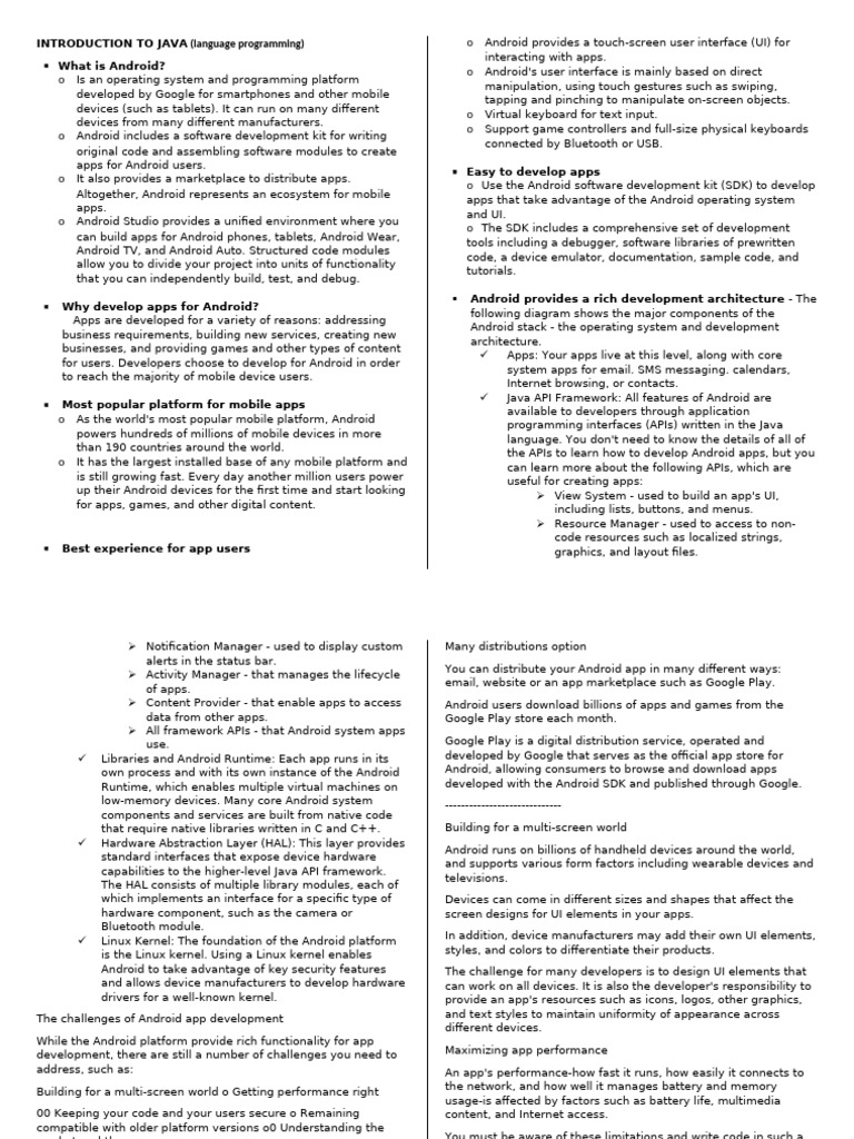 Introduction To Java Language Programming Pdf Android Operating System Mobile App
