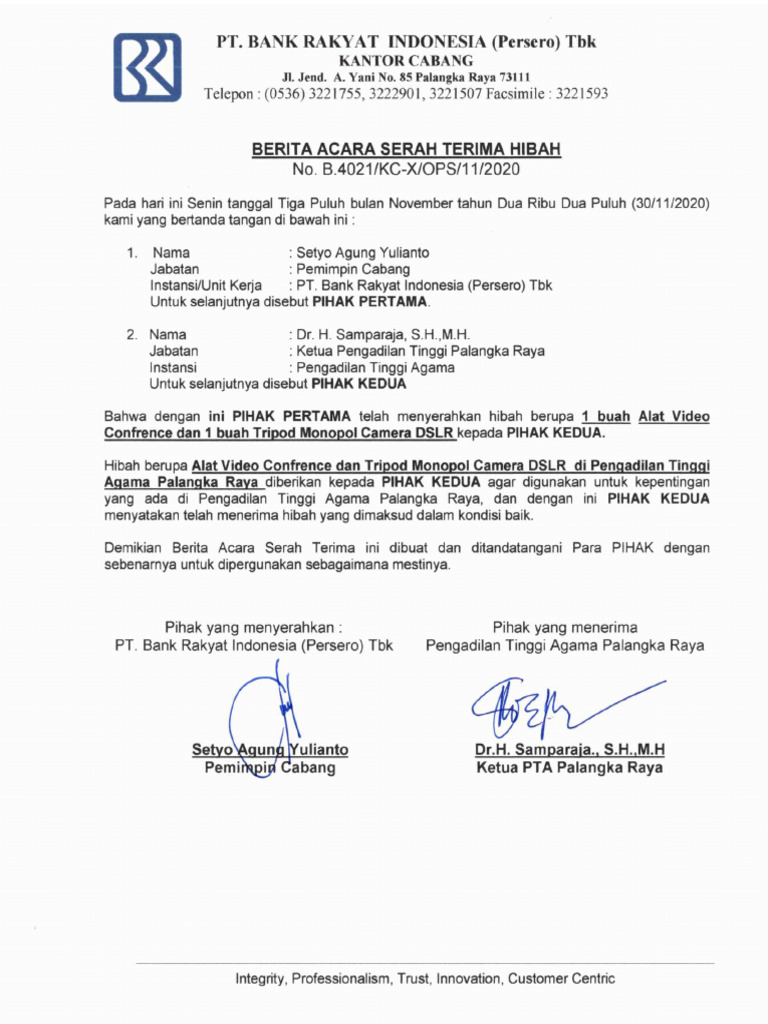 Hibah Alat Dari BRI | PDF